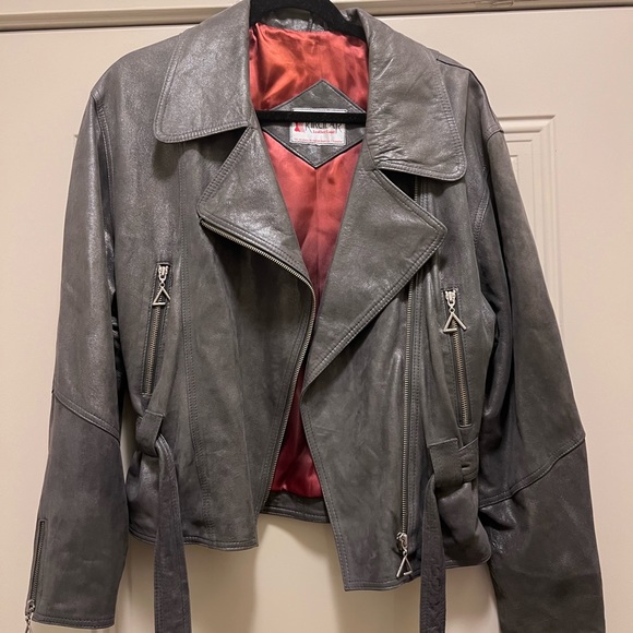 Kircilar | Jackets & Coats | Gunmetal Grey Genuine Leather Moto Jacket ...